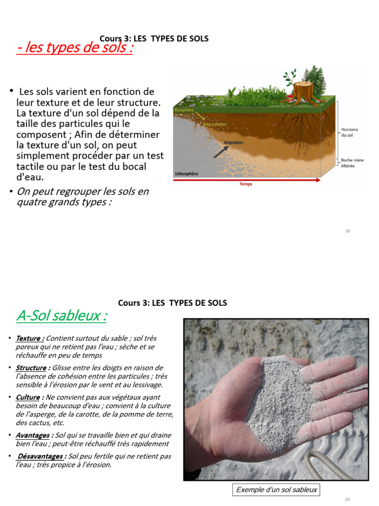 Types et caractéristiques des sols A2 | PDF | Sol (pédologie) | Science ...