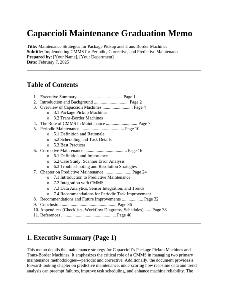Capaccioli Maintenance Graduation Memo | PDF | Automation | Image Scanner