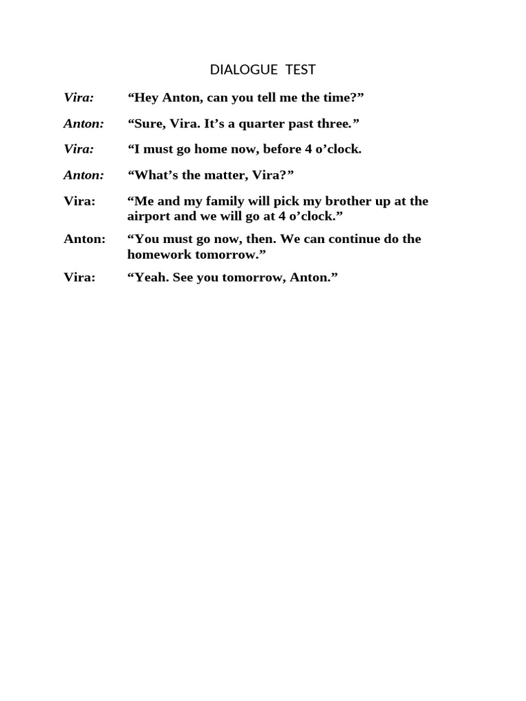 Dialogue Test | PDF