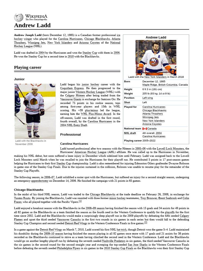 Andrew_Ladd | PDF | Sports | National Hockey League Teams