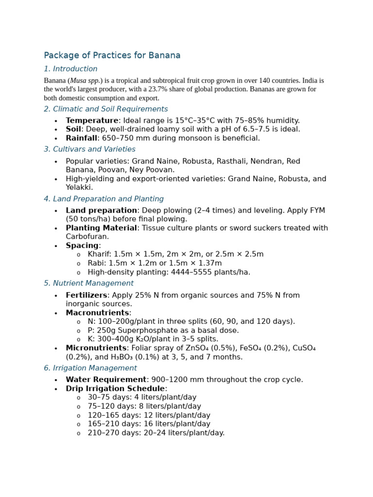 Banana Cultivation Best Practices | PDF | Banana | Agriculture