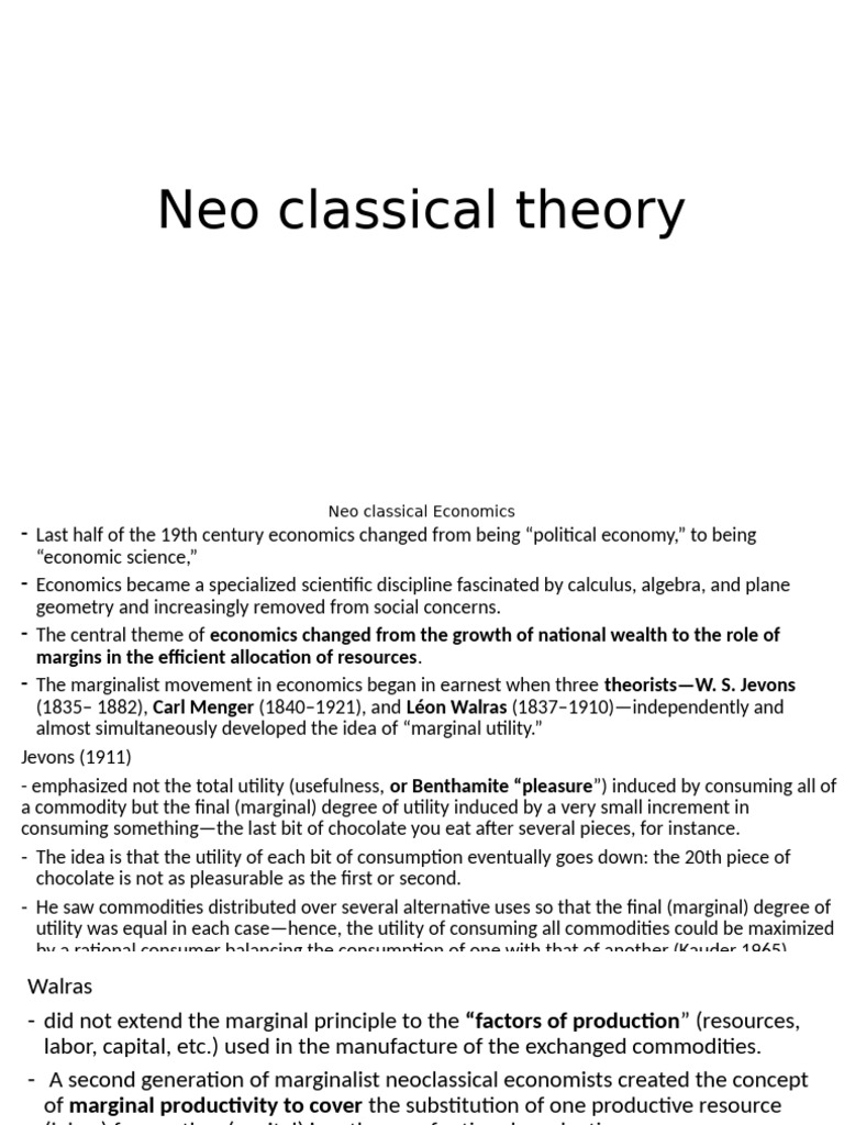 Neoclassical Theories | PDF | Economics | Neoclassical Economics