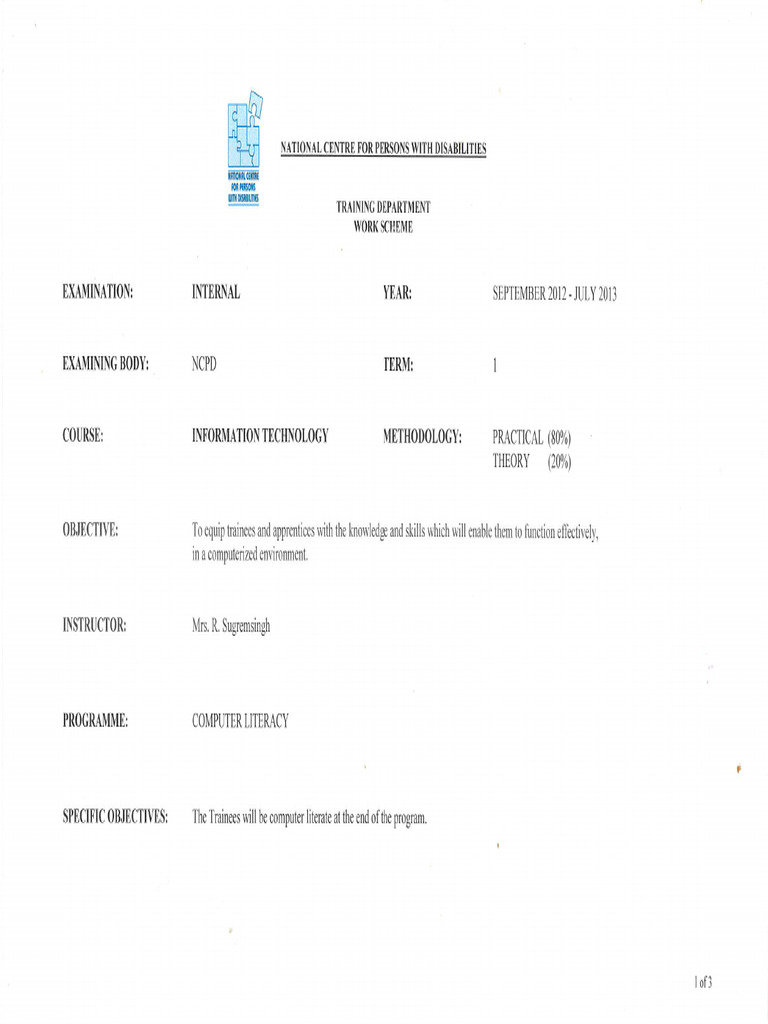 Work Scheme | PDF