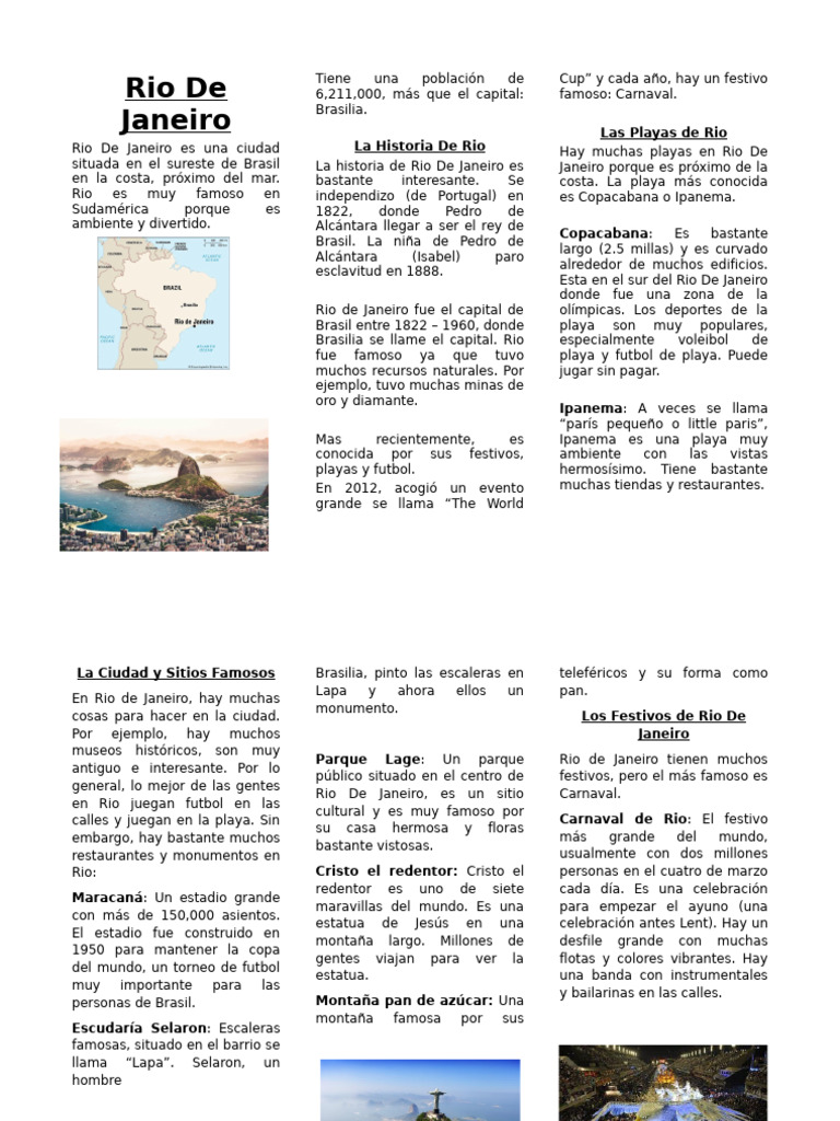 Spanish Leaflet - Rio de Janeiro | PDF | Rio de Janeiro | Brasil