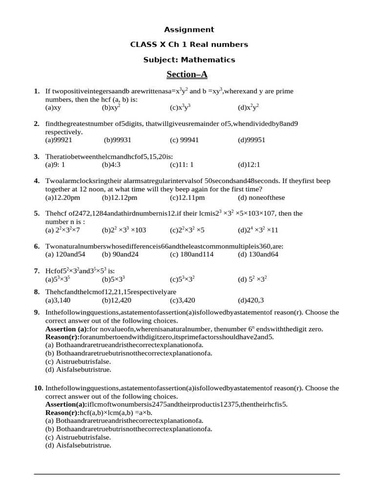 Assignment CH 1 04112024 135141 | PDF | Mathematics