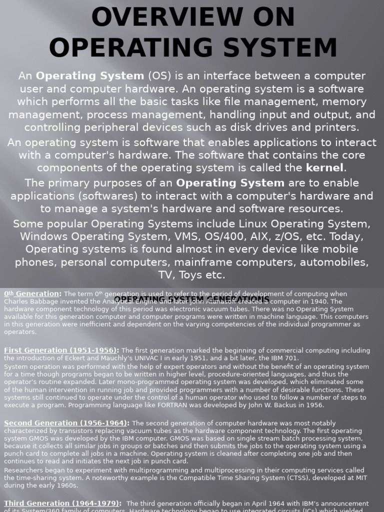 Overview On Operating System | PDF | Operating System | Process (Computing)