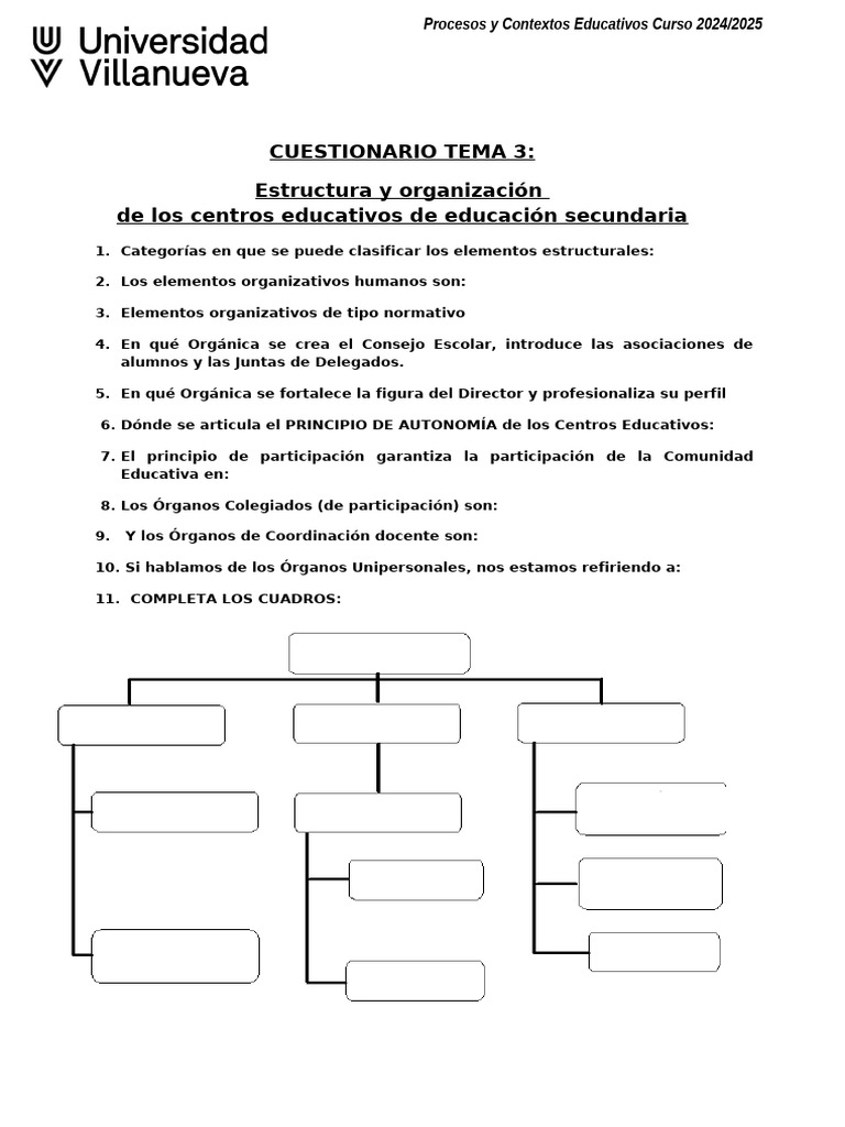 Cuestionario Procesos y Contextos - Tema 3 | PDF | Plan de estudios