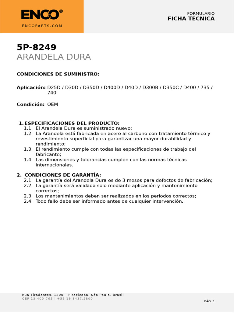 Arandela Dura: Condiciones de Suministro: Aplicación | PDF | Arandela ...