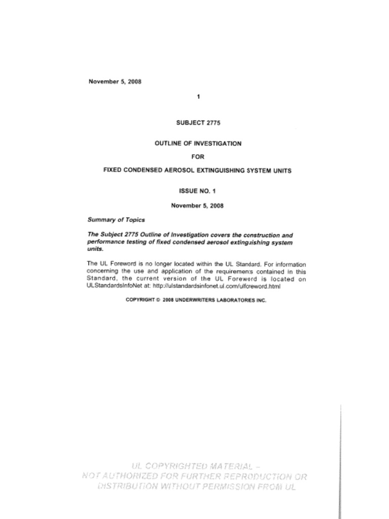 UL Subject 2775 (2008) | PDF