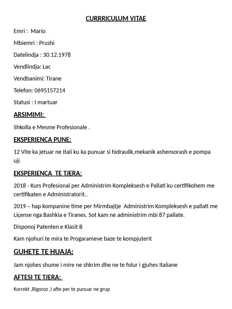 Currriculum Vitae | PDF