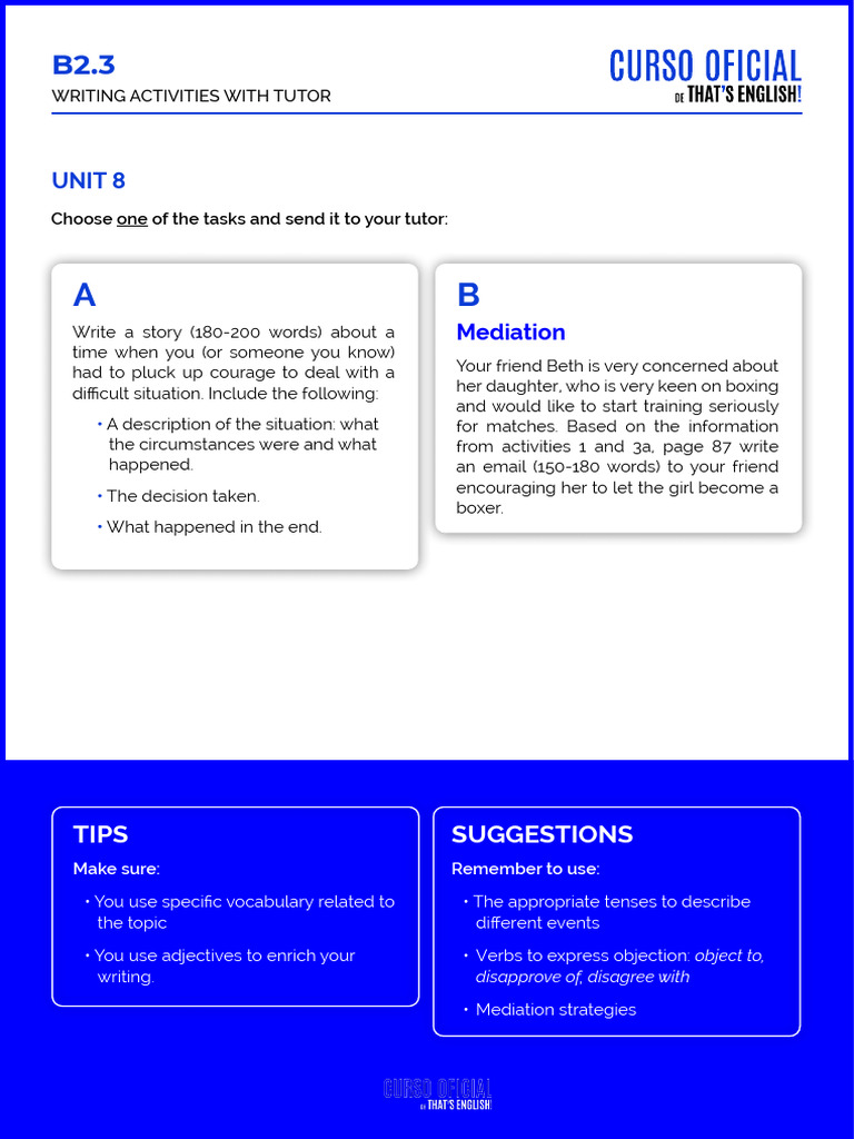 B23 - Writing Task - U8 | PDF
