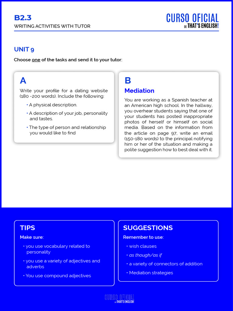 B23 - Writing Task - U9 | PDF