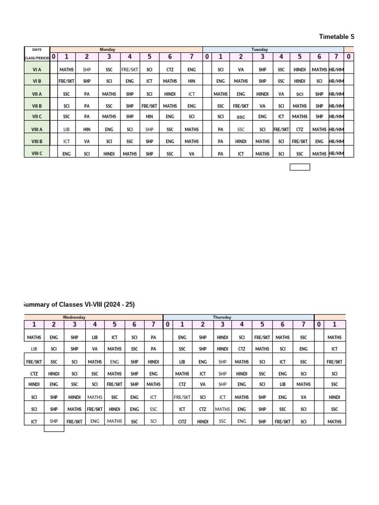 TICD Class Timetable 2024-25 | PDF