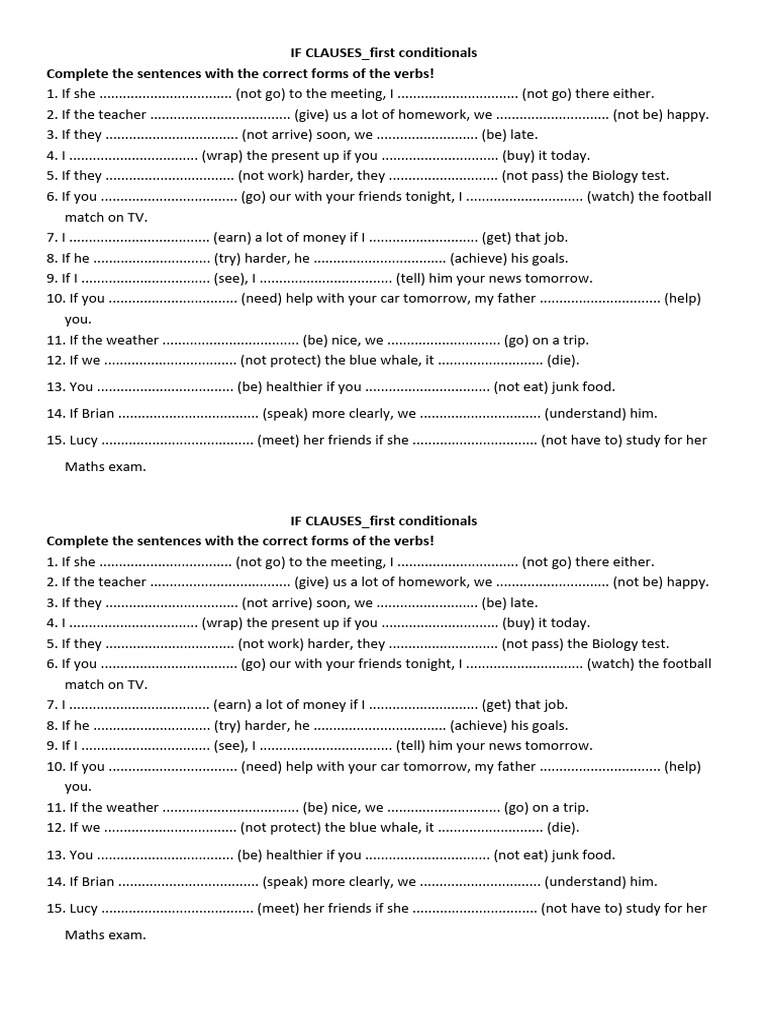 Project 5 - Unit 2 - IF CLAUSE (First Conditional) | PDF | Linguistic ...