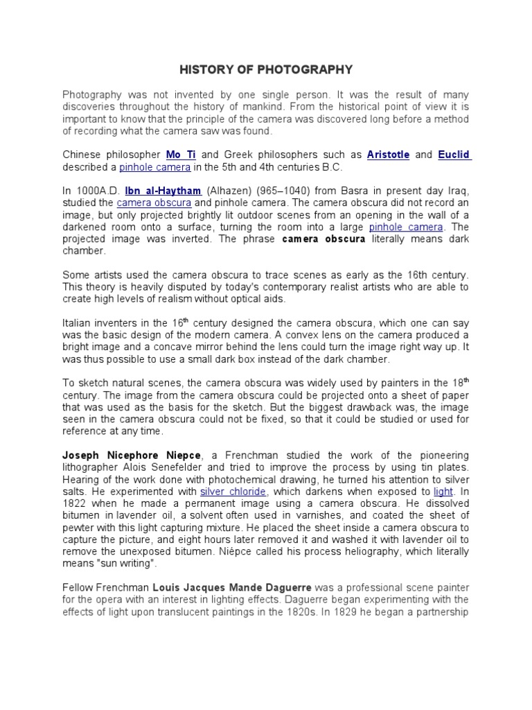 Evolution of Photography Techniques | PDF | Camera | Vision