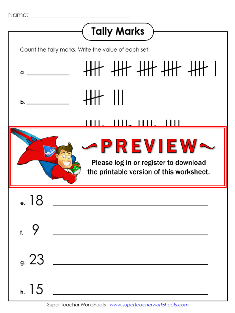 Tally Marks Worksheet for Grades 1-3 | PDF