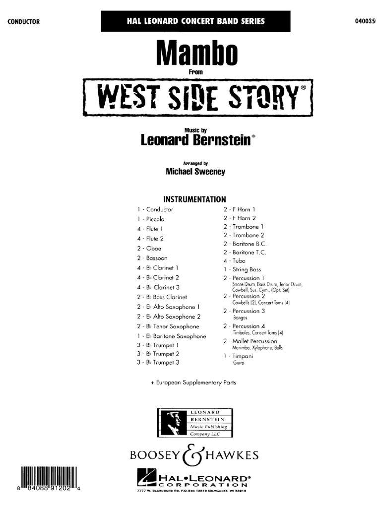 Mambo From West Side Story Leonard Bernstein Arr Michael Sweeney PDF | PDF
