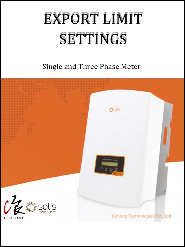 SOLIS Export Limit Settings Using A Meter V2 | PDF