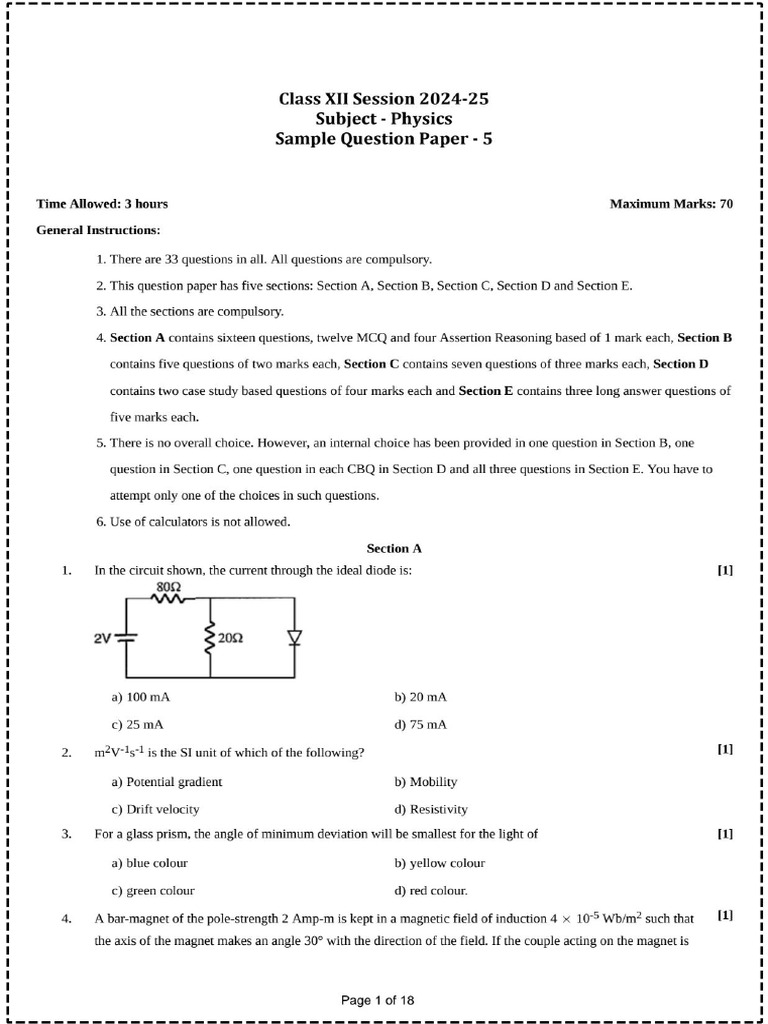 Sample Paper5 CBSE 12 | PDF