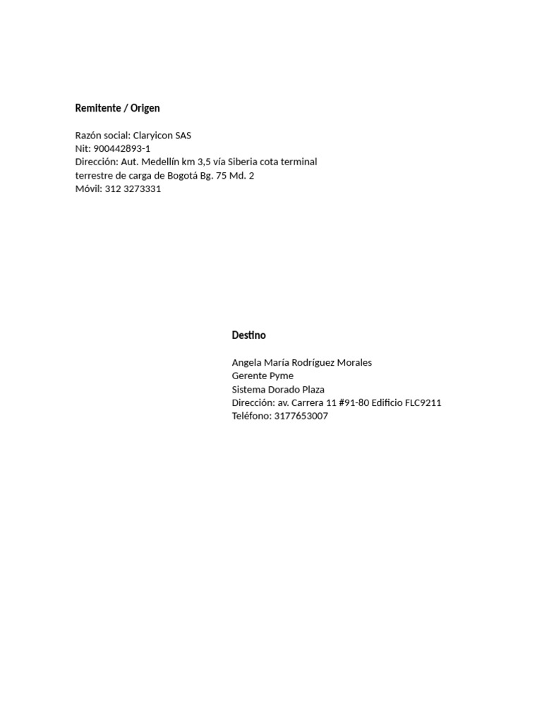 Formato Envio Paquete y | PDF