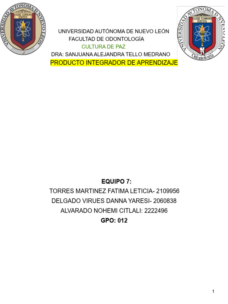 Pia - Cultura de Paz - Equipo7 | PDF | Objetor de conciencia | Cuidado de la salud