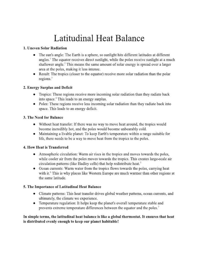Latitudinal Heat Balance | PDF