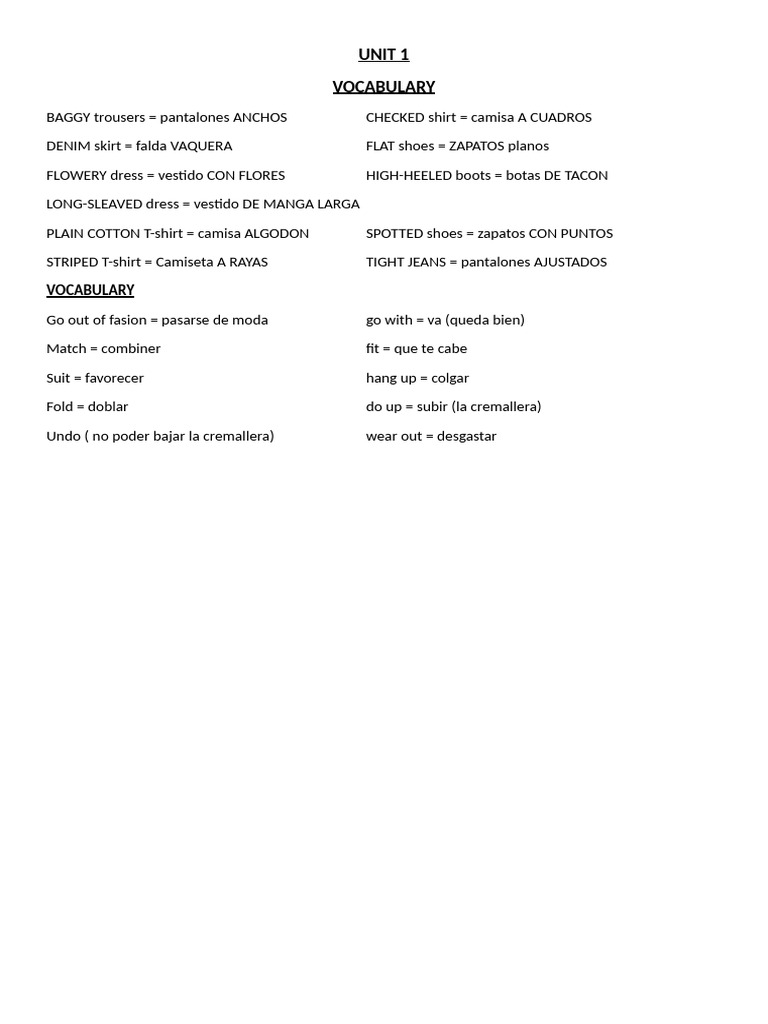 UNIT 1 COLLABORATE 4 | PDF | Clothing | Fashion