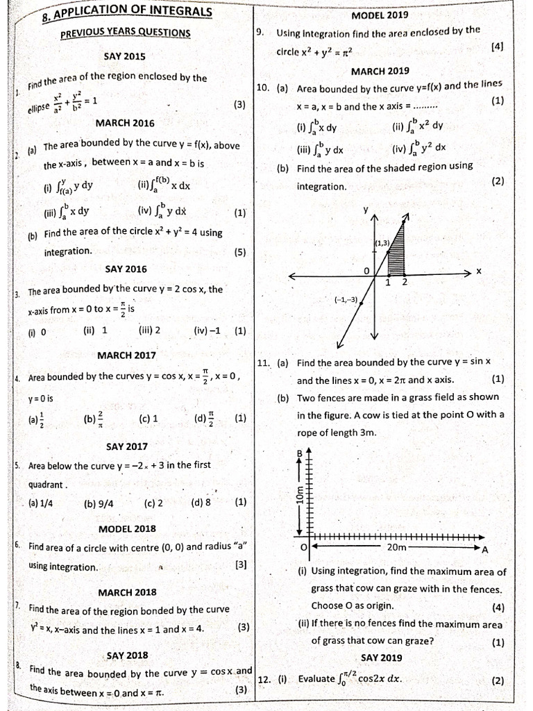 Chapter 8- Application of Integrals | PDF