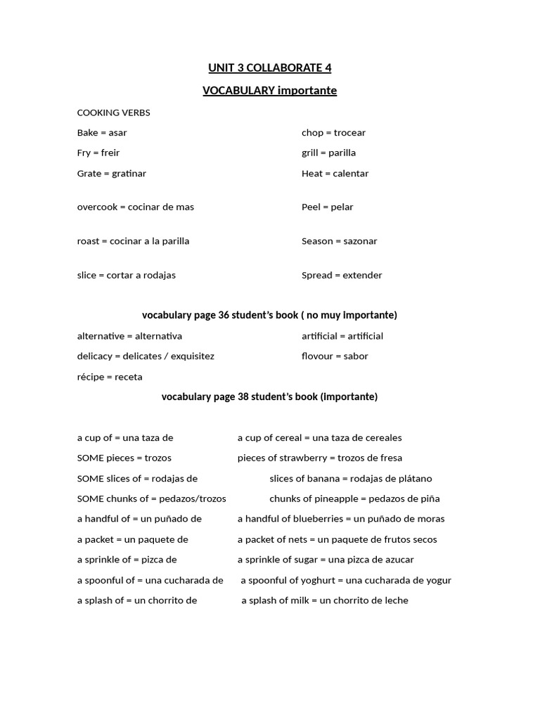 Unit 3 Collaborate 4 | PDF | Industria de alimentos | Alimentos
