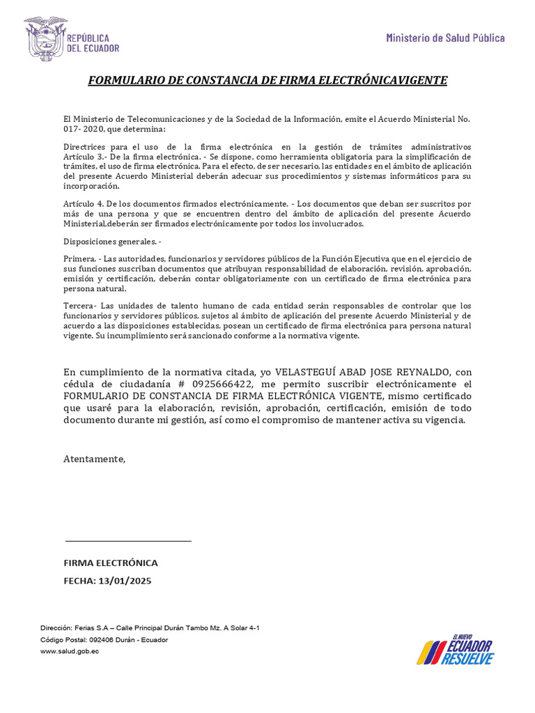 Uso Obligatorio de Firma Electrónica | PDF