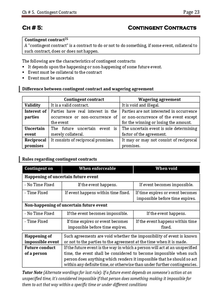 Chapter 5 Contingent Contracts | PDF | Civil Law (Legal System) | Justice