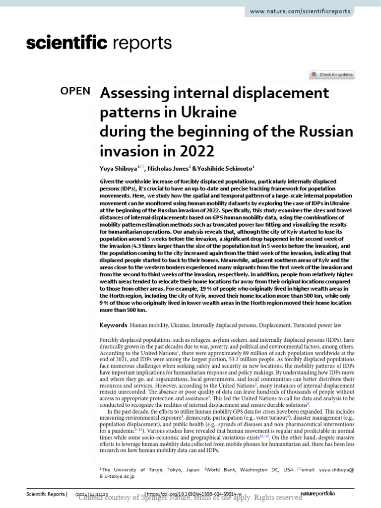 Assessing Internal Displacement Patterns in Ukrain | PDF | Power Law ...