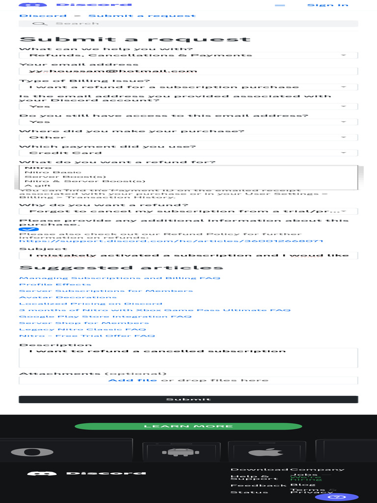 Submit A Request - Discord | PDF | Internet | Computing