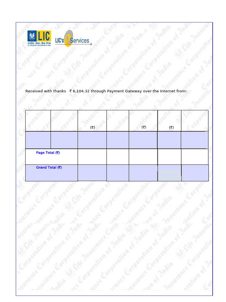 Lic Premium Payment Reciept | PDF | Payments