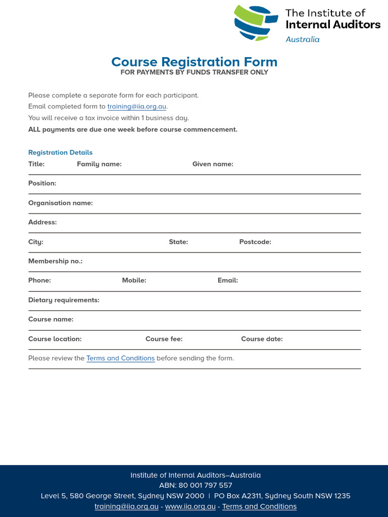 Courses Registration Form 2022 | PDF