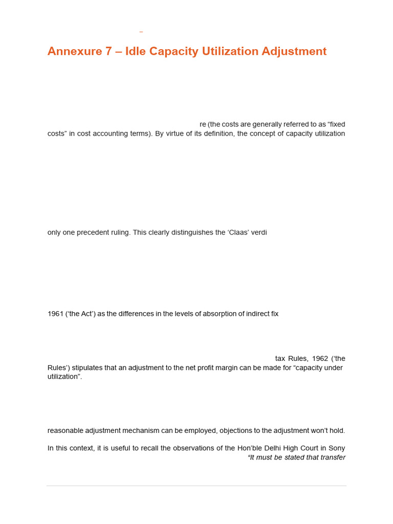 Annexure 7 - Capacity Utilization Adjustment | PDF | Economies | Business Economics