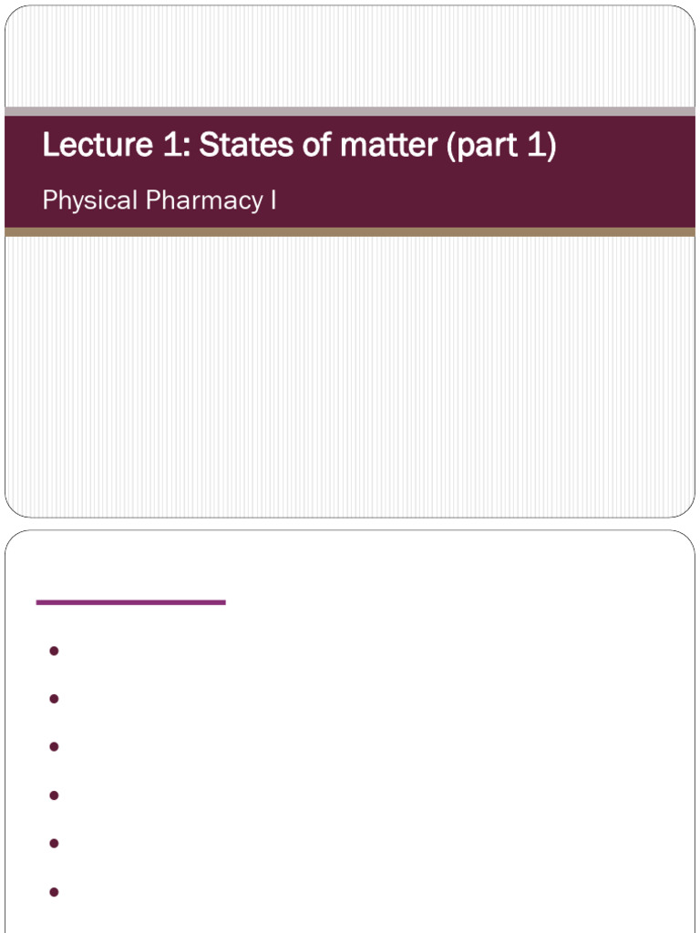 Lec1 States of Matter (Part1) | PDF | Intermolecular Force | Chemical Bond