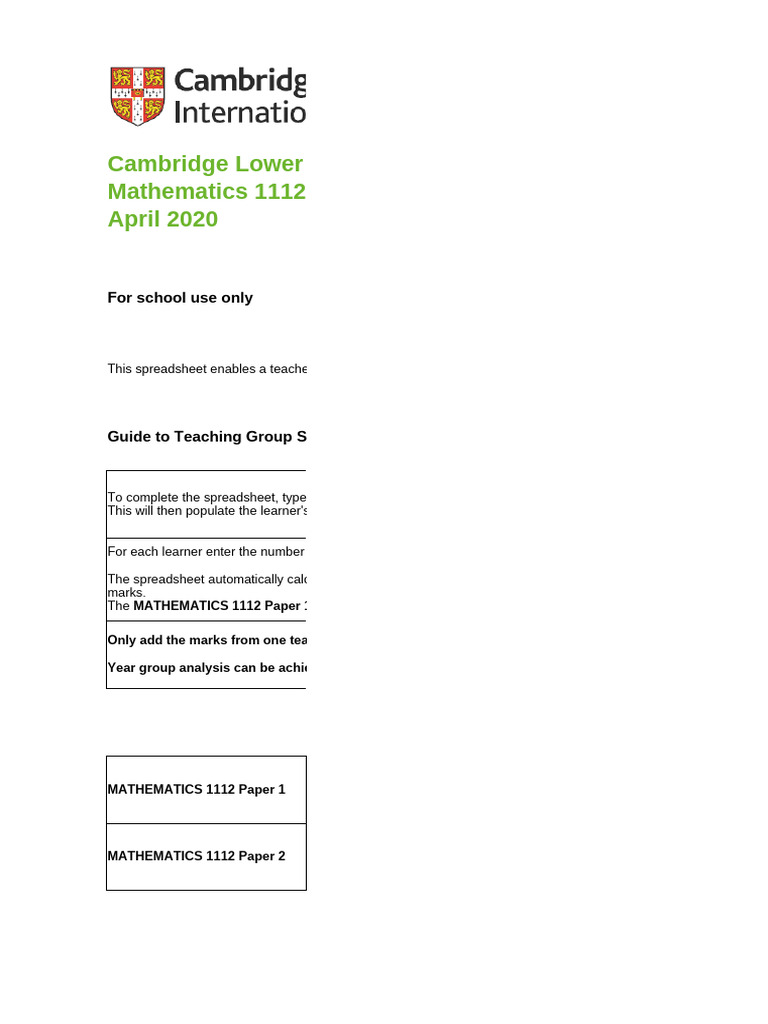 Checkpoint 2020 April Lower Secondary Mathematics 1112 01 02 ...