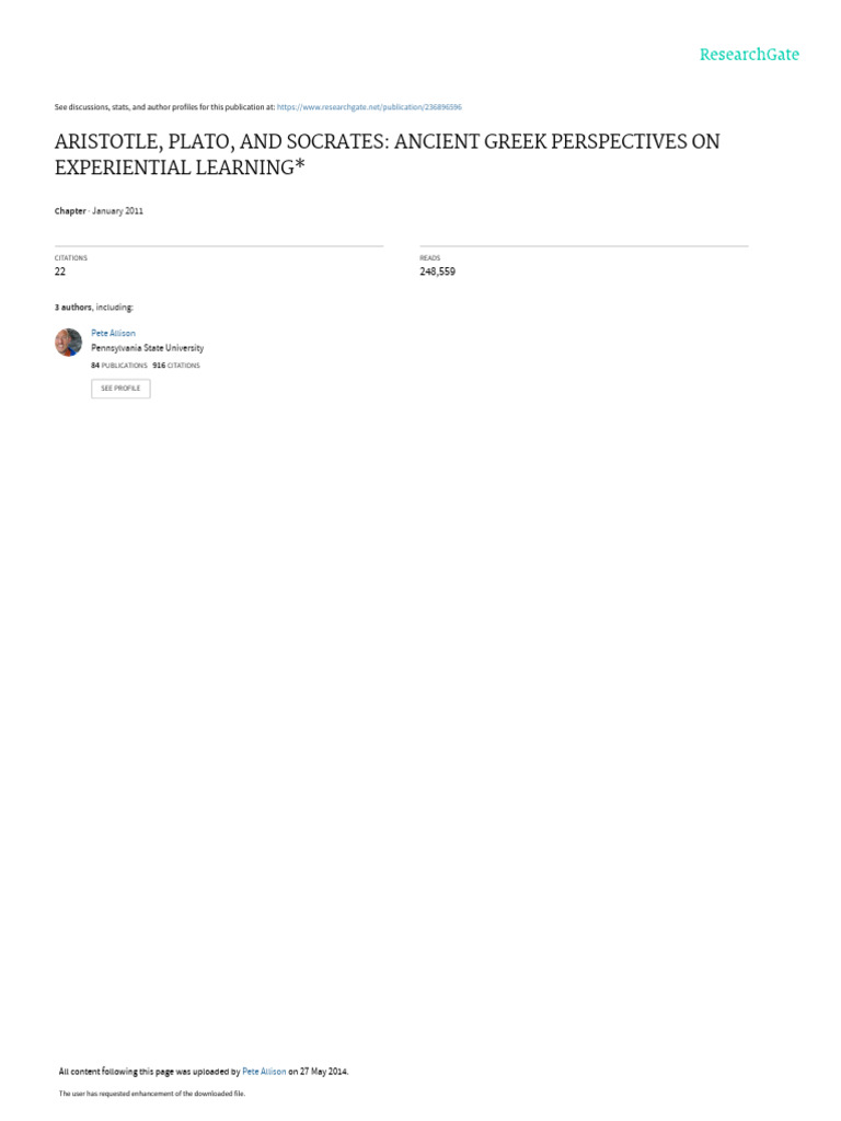 Ancient Greek Views on Experiential Learning | PDF | Plato | Socrates