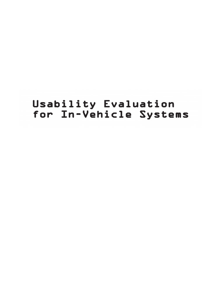 Usability Evaluation for in-Vehicle Systems_previewpdf | PDF | Usability