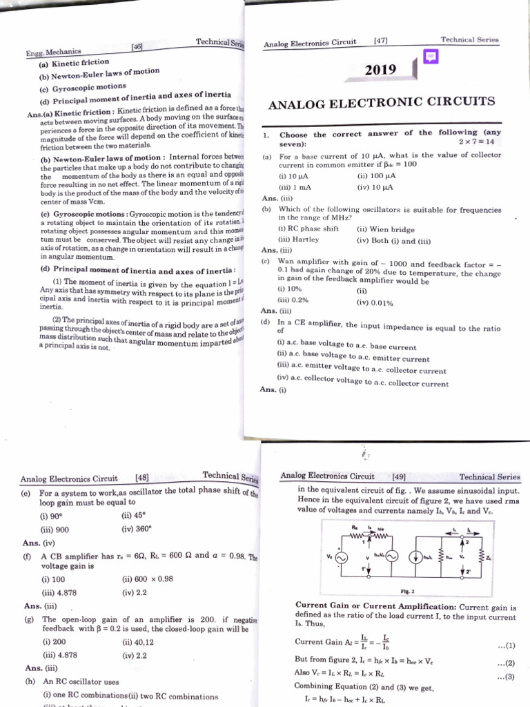 Analog Electronics CKT Pyq 4 Sem | PDF