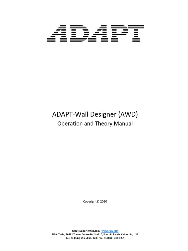 ADAPT Wall Designer (AWD) Operation and Theory Manual | PDF | Strength ...