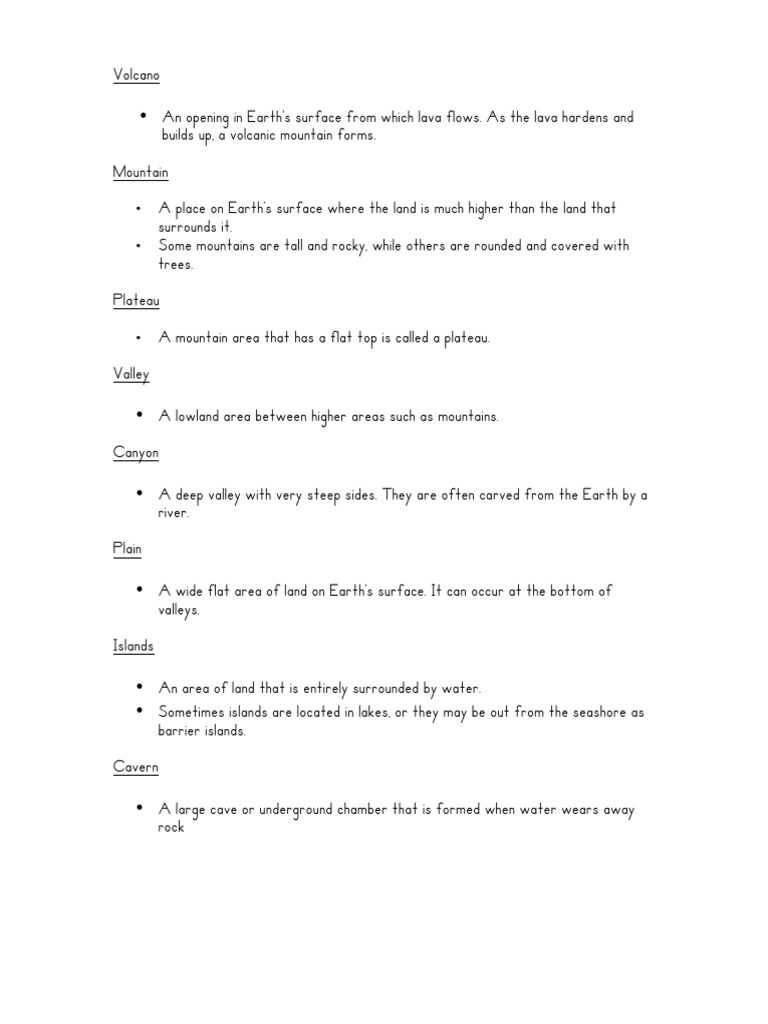 Types of Landforms Explained | PDF