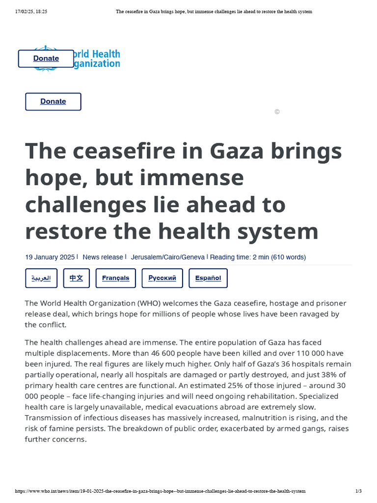 The ceasefire in Gaza brings hope, but immense challenges lie ahead to ...