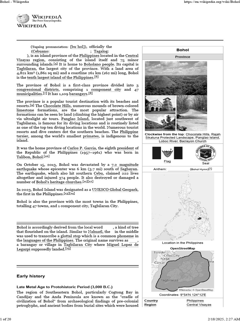 Bohol - Wikipedia | PDF