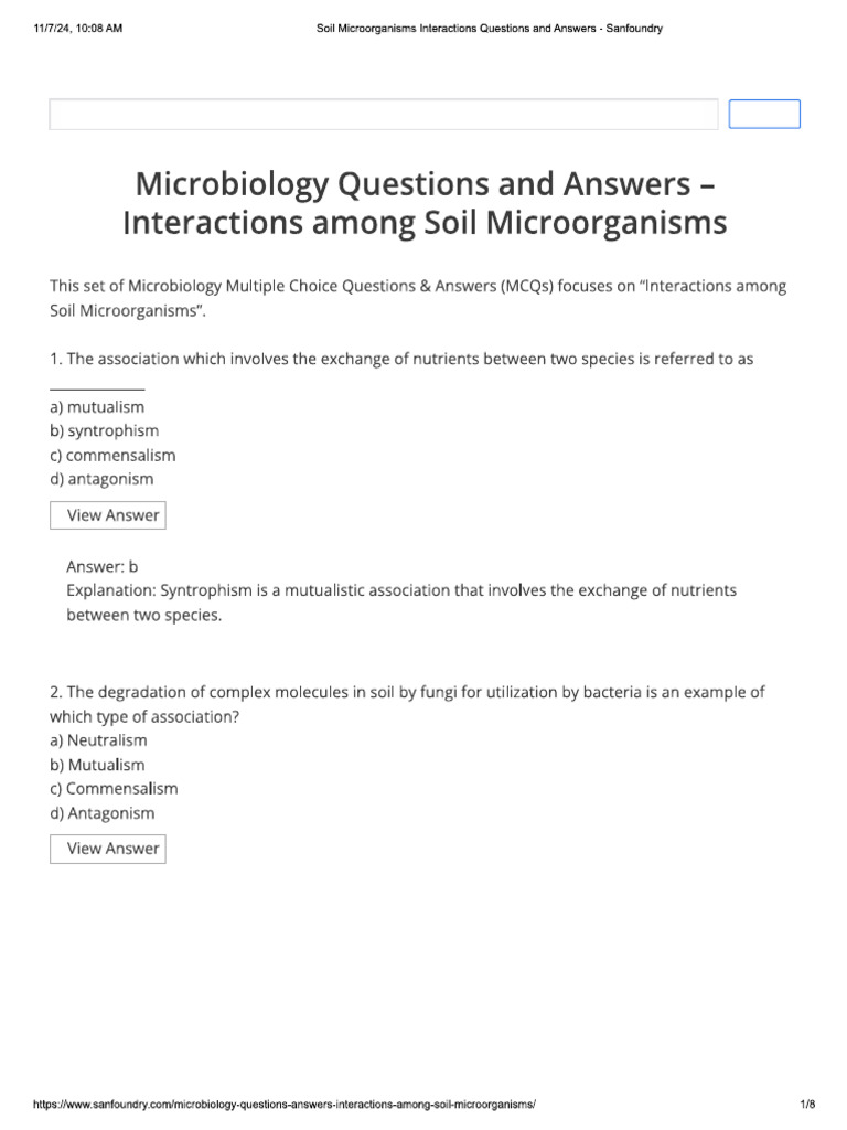 Soil Microbiology Mcqs | PDF