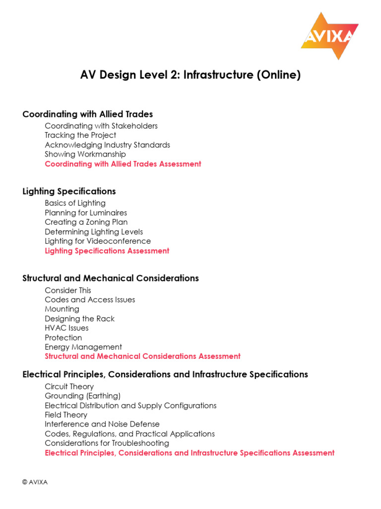 AV Design Level 2: Infrastructure Course | PDF