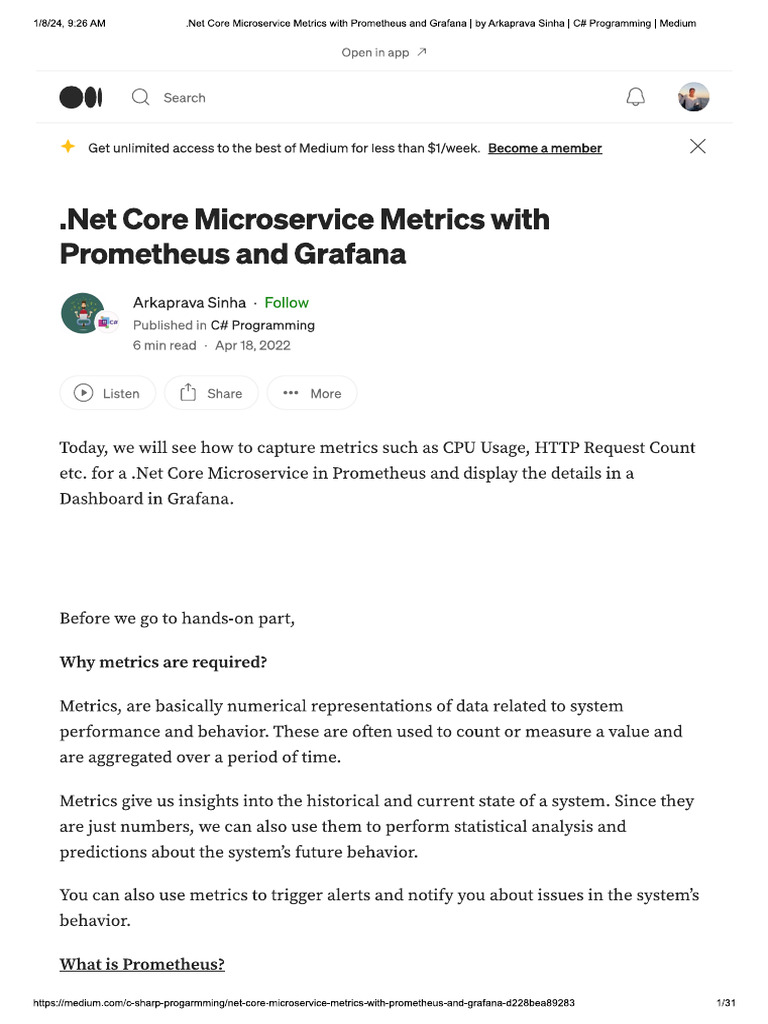 (Paper) .Net Core Microservice Metrics With Prometheus and Grafana | PDF