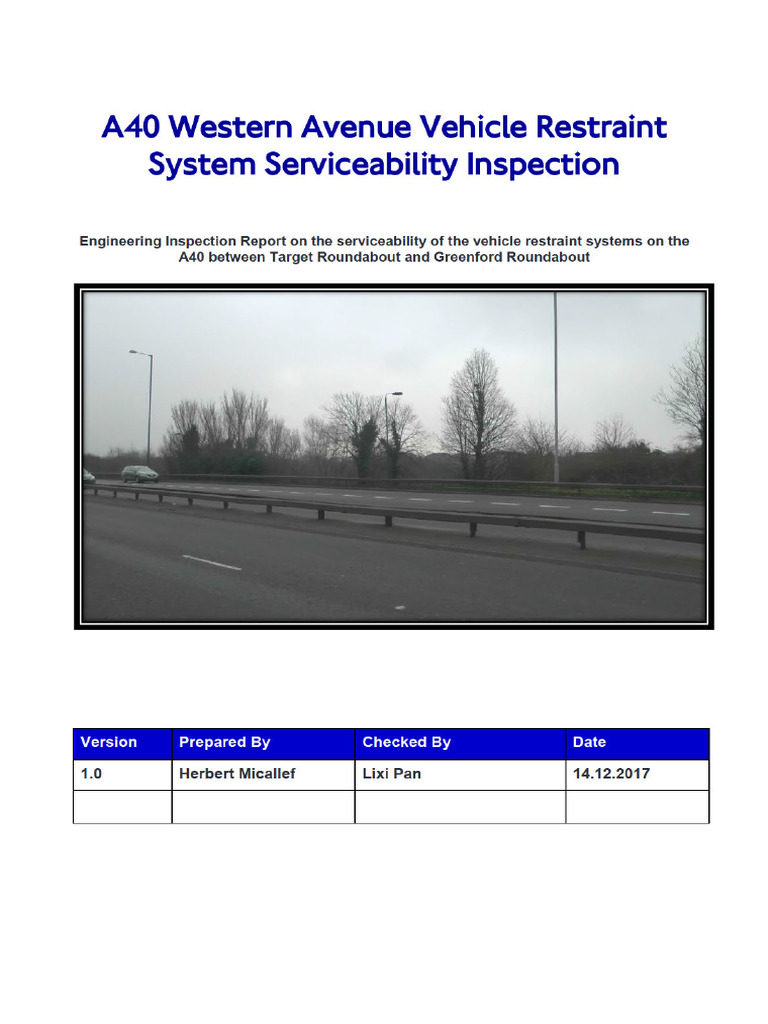 ETS Highways Traffic - A40 Western Avenue VRS Inspection v1 | PDF ...