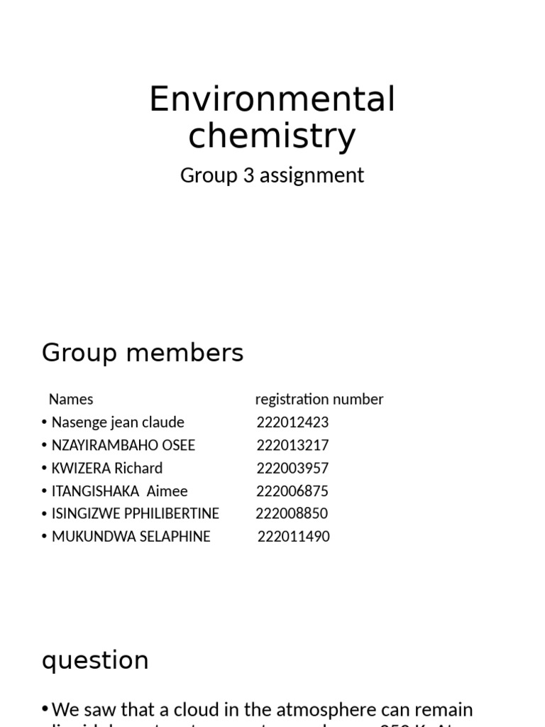 Environmental Chemistry Presentation | PDF